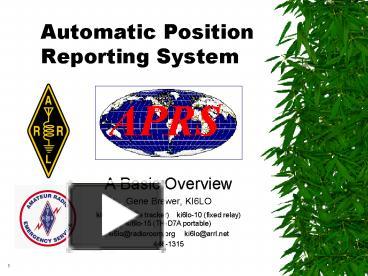 Automatic Position Reporting System presentation | free to view