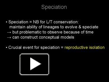 Speciation presentation | free to view