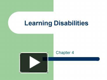 PPT – Learning Disabilities PowerPoint presentation | free to view - id ...