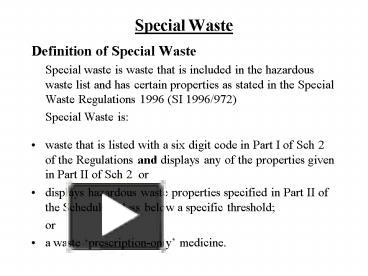 Special Waste presentation | free to view