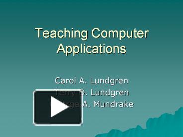 PPT – Teaching Computer Applications PowerPoint presentation | free to ...