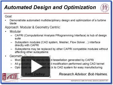 PPT – Automated Design and Optimization PowerPoint presentation | free ...