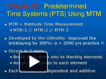 Chapter 26: Predetermined Time Systems PTS Using MTM presentation ...