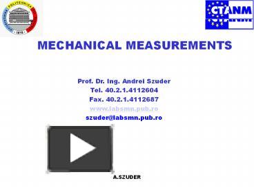 PPT – Mech 215 Instrumentation and Measurement PowerPoint presentation ...
