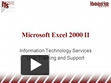 PPT – Microsoft Excel 2000 II PowerPoint presentation | free to view ...