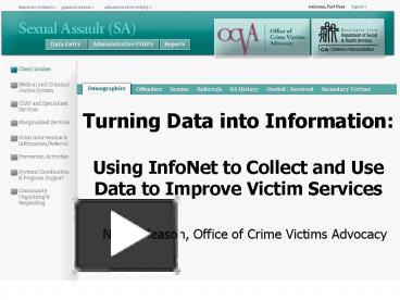 Turning Data into Information: Using InfoNet to Collect and Use Data to ...
