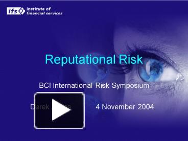 Reputational Risk presentation | free to view