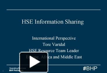 HSE Information Sharing presentation | free to view