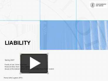 PPT – LIABILITY PowerPoint presentation | free to view - id: 123320-NTJkY