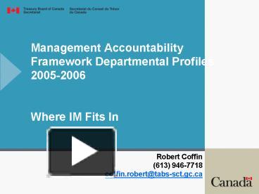 Management Accountability Framework Departmental Profiles 20052006 ...