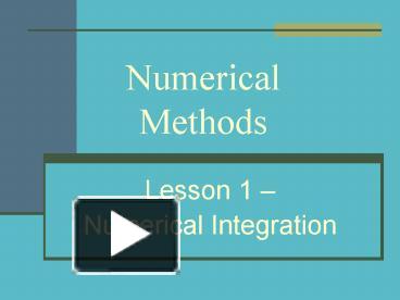 Numerical Methods presentation | free to view