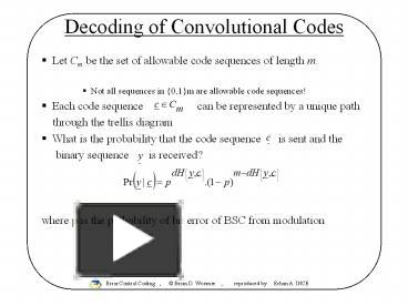 Decoding of Convolutional Codes presentation | free to download