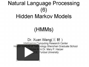 PPT – Natural Language Processing 6 Hidden Markov Models HMMs ...
