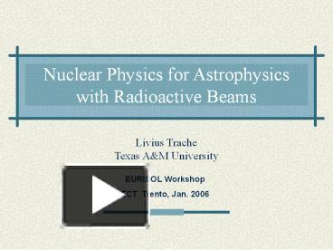 PPT – Nuclear Physics for Astrophysics with Radioactive Beams ...