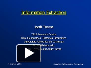 Information Extraction presentation | free to view