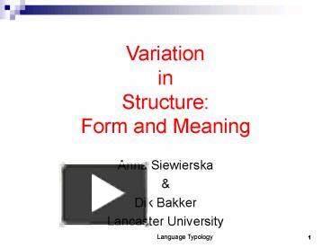Language Typology presentation | free to view