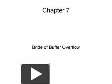 Bride of Buffer Overflow presentation | free to download