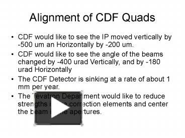 Alignment of CDF Quads presentation | free to download