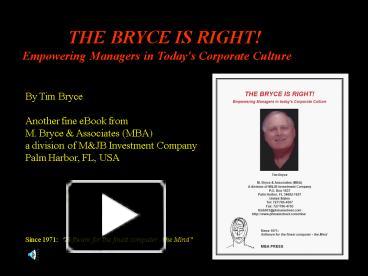 PPT – THE BRYCE IS RIGHT PowerPoint presentation | free to view - id ...
