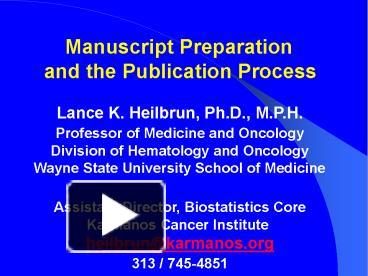 PPT – Manuscript Preparation PowerPoint presentation | free to download ...