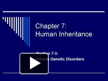 PPT – Chapter 7: Human Inheritance PowerPoint presentation | free to ...