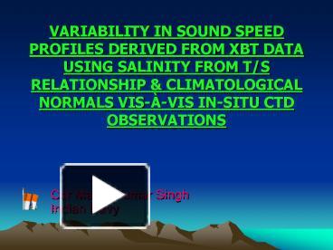 PPT – VARIABILITY IN SOUND SPEED PROFILES DERIVED FROM XBT DATA USING ...