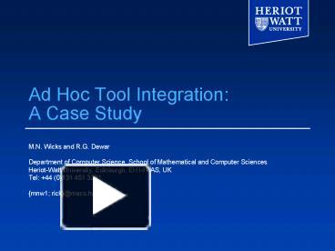 PPT – Ad Hoc Tool Integration: A Case Study PowerPoint presentation ...
