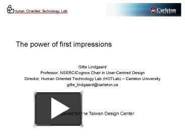 The power of first impressions presentation | free to view