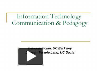 PPT – Information Technology: Communication PowerPoint presentation ...