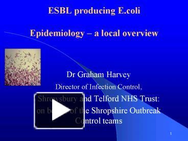 PPT – ESBL producing E.coli Epidemiology a local overview PowerPoint ...