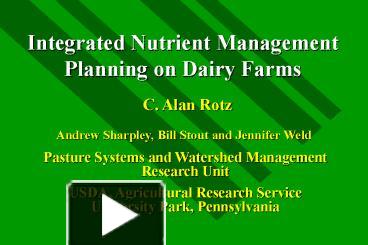 Integrated Nutrient Management Planning on Dairy Farms presentation ...