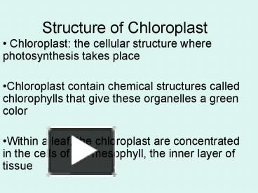 Structure of Chloroplast presentation | free to view