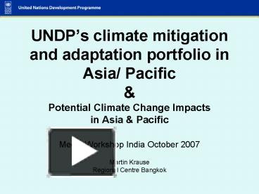 UNDPs climate mitigation and adaptation portfolio in Asia Pacific ...