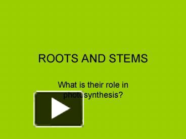ROOTS AND STEMS presentation | free to view