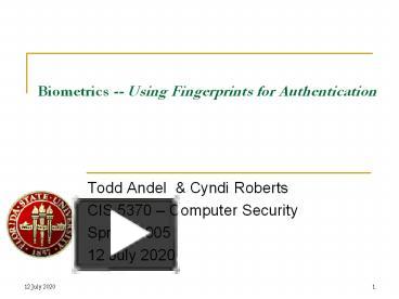 PPT – Biometrics -- Using Fingerprints for Authentication PowerPoint ...