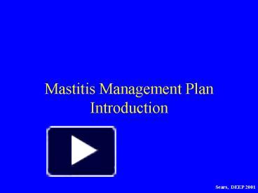 Mastitis Management Plan Introduction presentation | free to view