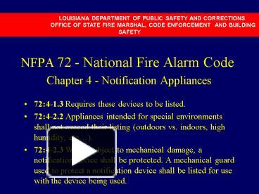 NFPA 72 National Fire Alarm Code Chapter 4 Notification Appliances ...