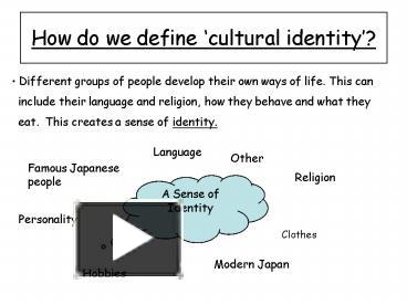 How do we define cultural identity presentation | free to view