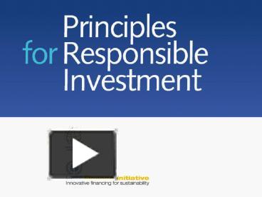 Principles for Responsible Investment PRI presentation | free to view
