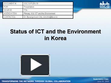 Status of ICT and the Environment in Korea presentation | free to download
