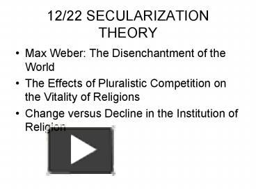 PPT – 1222 SECULARIZATION THEORY PowerPoint presentation | free to view ...