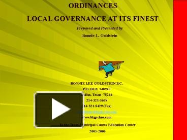 ORDINANCES presentation | free to view