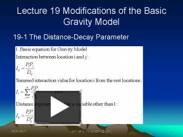 PPT – Lecture 19 Modifications of the Basic Gravity Model PowerPoint ...