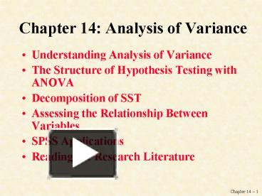 PPT – Chapter 14: Analysis of Variance PowerPoint presentation | free ...