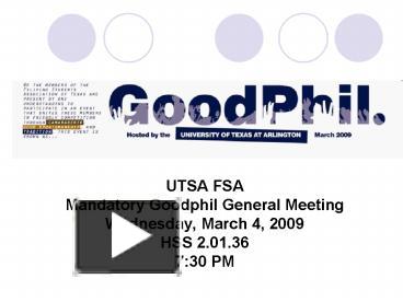 PPT – UTSA FSA PowerPoint presentation | free to view - id: 1291ec-NTY1N