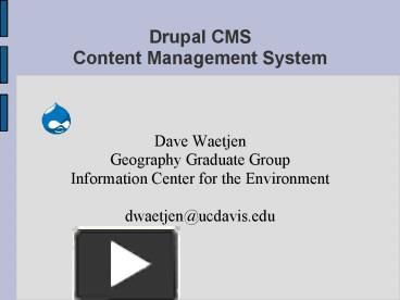 Drupal CMS Content Management System presentation | free to view