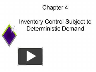 Chapter 4 Inventory Control Subject to Deterministic Demand ...