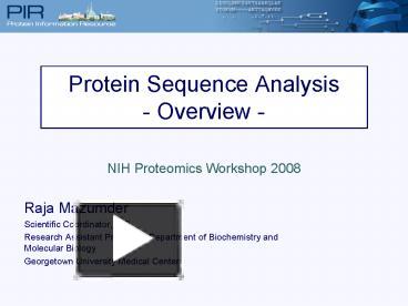 Protein Sequence Analysis Overview presentation | free to view