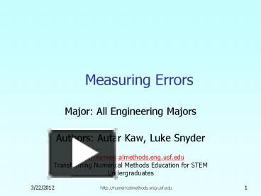 PPT – Measuring Errors PowerPoint presentation | free to download - id ...