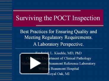 Surviving the POCT Inspection presentation | free to download